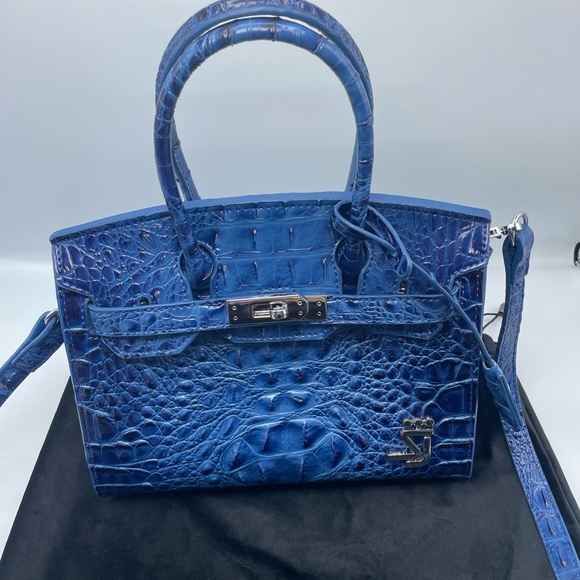Shane Justin | Bags | Shane Justin Blue Snakeskin Bag | Poshmark